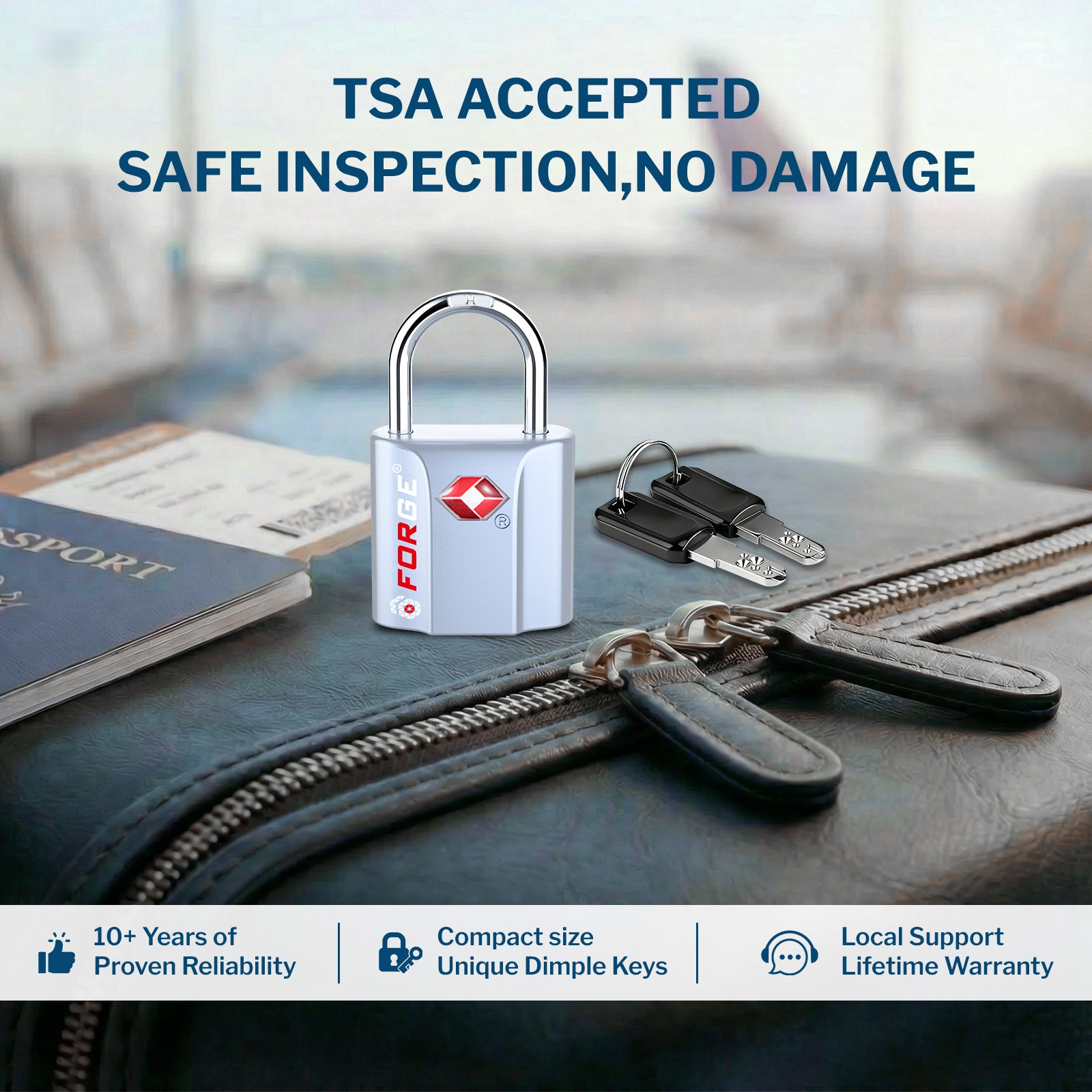 Forge TSA Approved Key Locks for Travel - Compact Alloy Silver Pack ...
